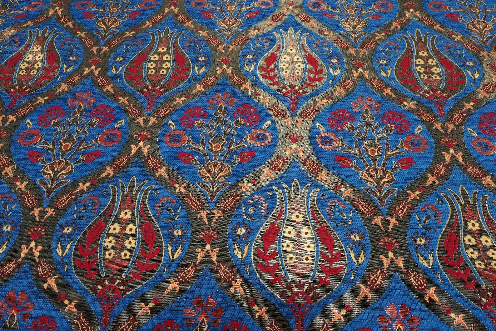 Upholstery Fabric, Turkish Fabric by the Yards, Turkish Navy Blue Tulip ...