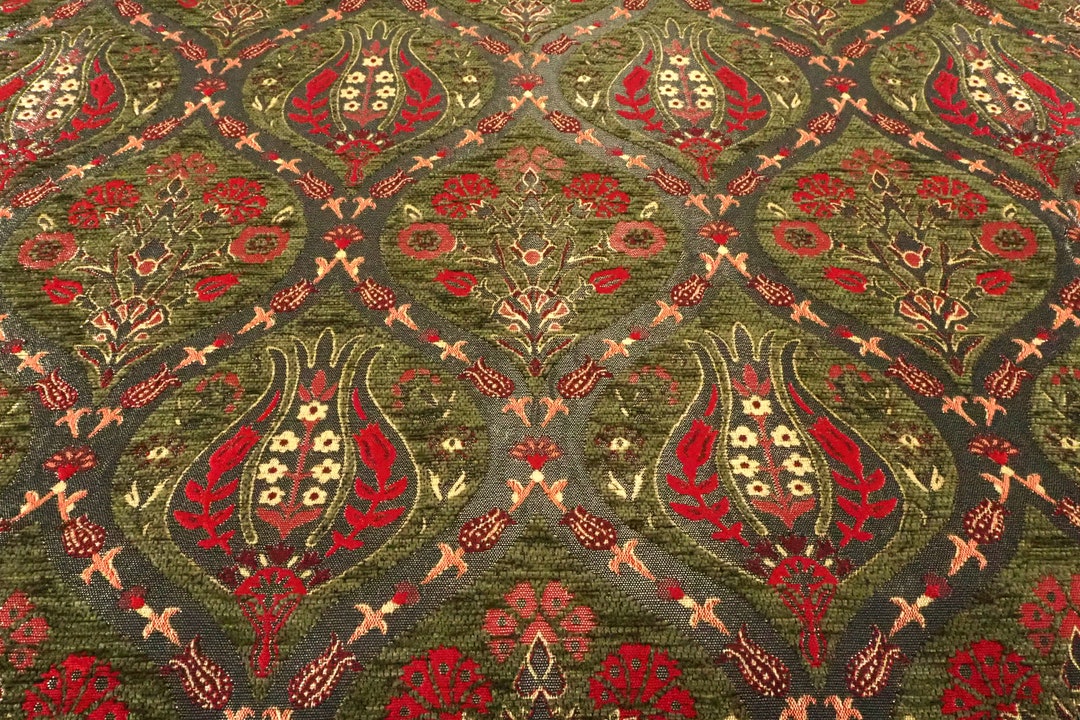 Upholstery Fabric, Turkish Fabric by the Yards, Turkish Moss Green ...