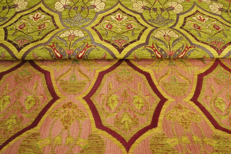 Upholstery Fabricturkish Fabric Green Carnation Pattern | Etsy