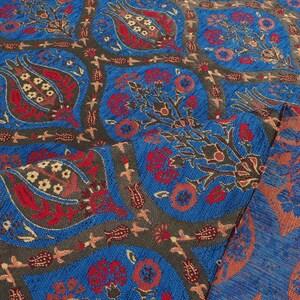 Upholstery Fabric, Turkish Fabric by the Yards, Turkish Navy Blue Tulip ...