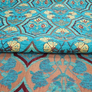 Upholstery Fabric, Turkish Fabric by the Yards, Turquoise Blue ...