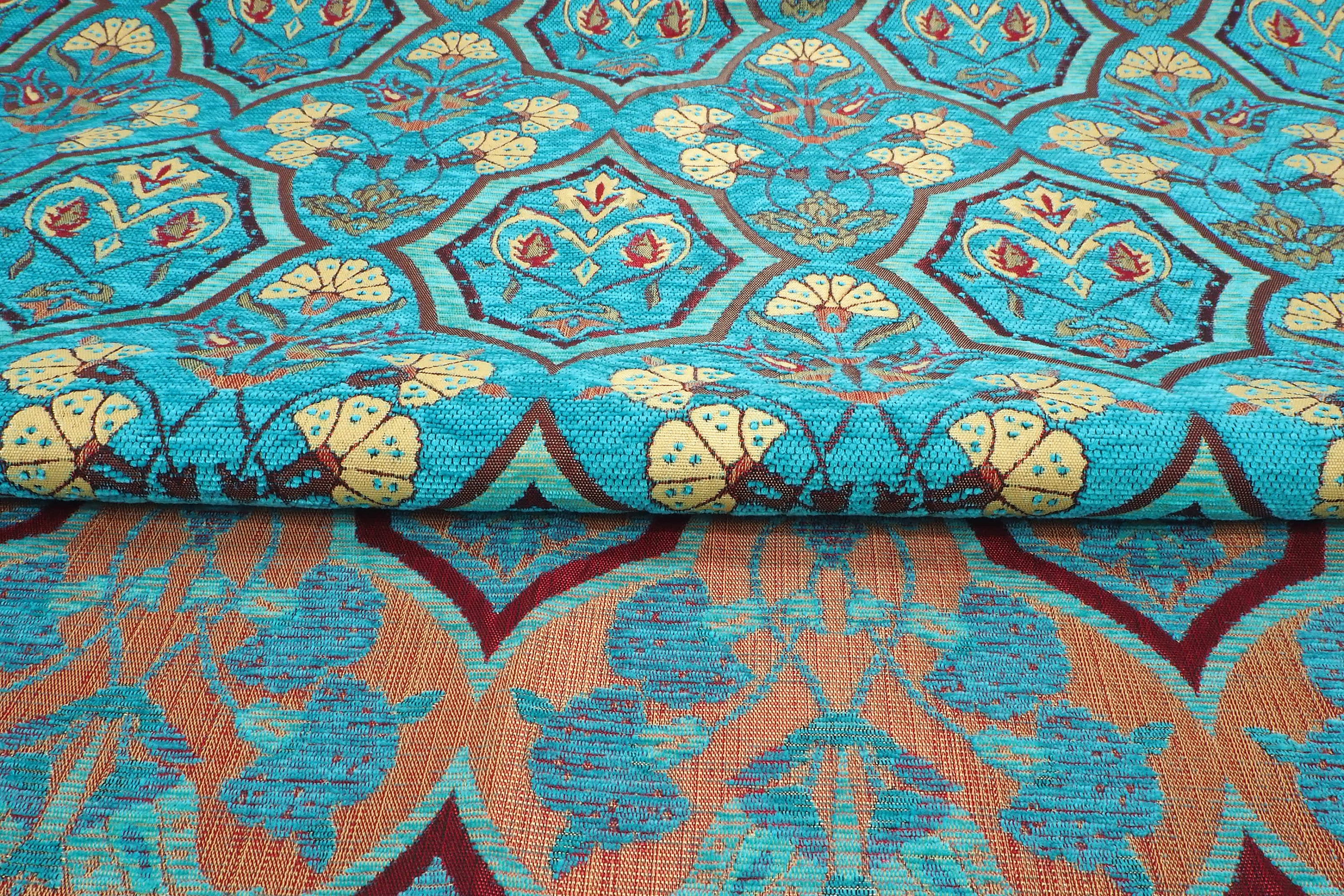 Upholstery Fabric Turkish Fabric by the Yards Turquoise Blue - Etsy