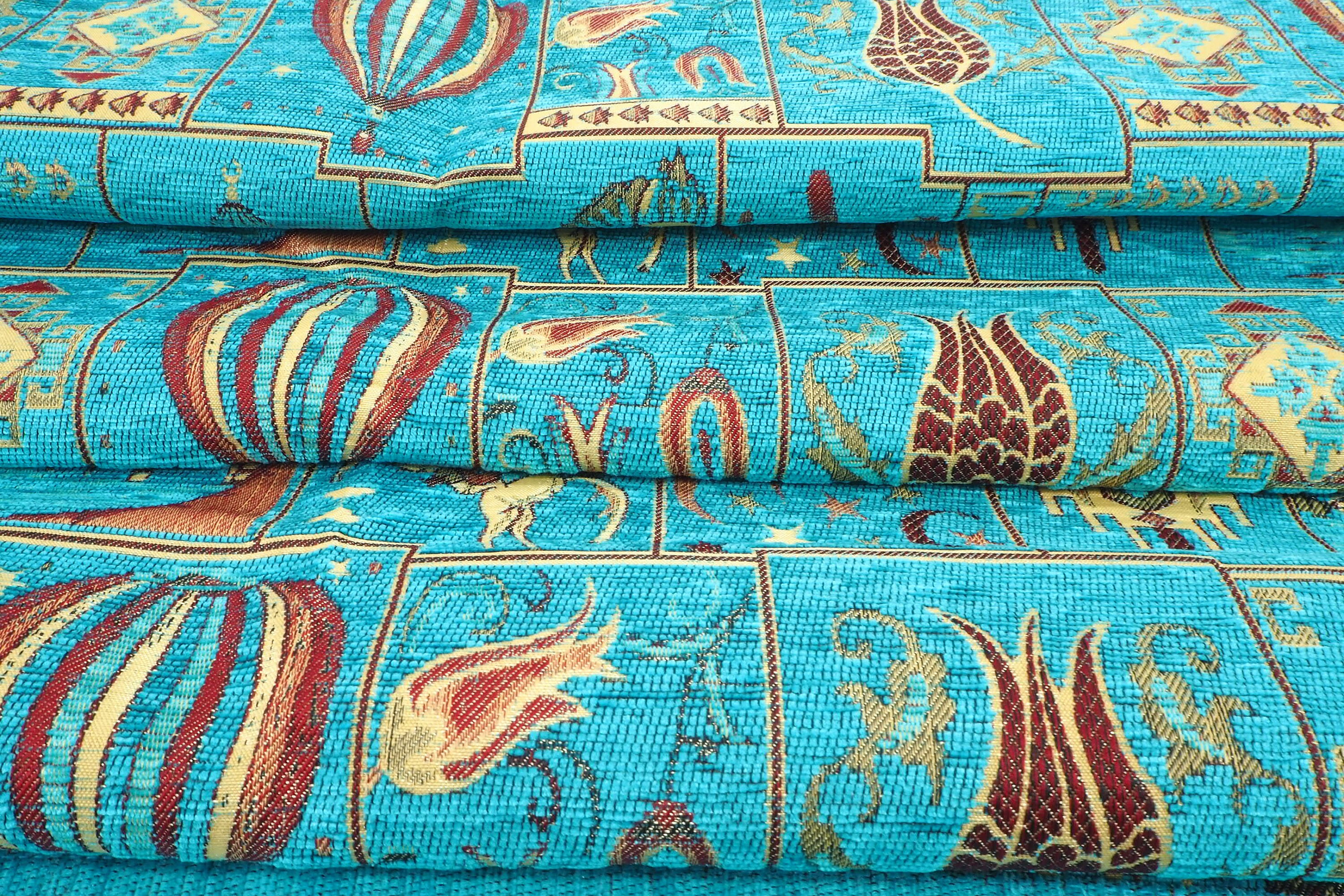 Upholstery Fabric Turkish Fabric by the Yards Turquise Blue - Etsy