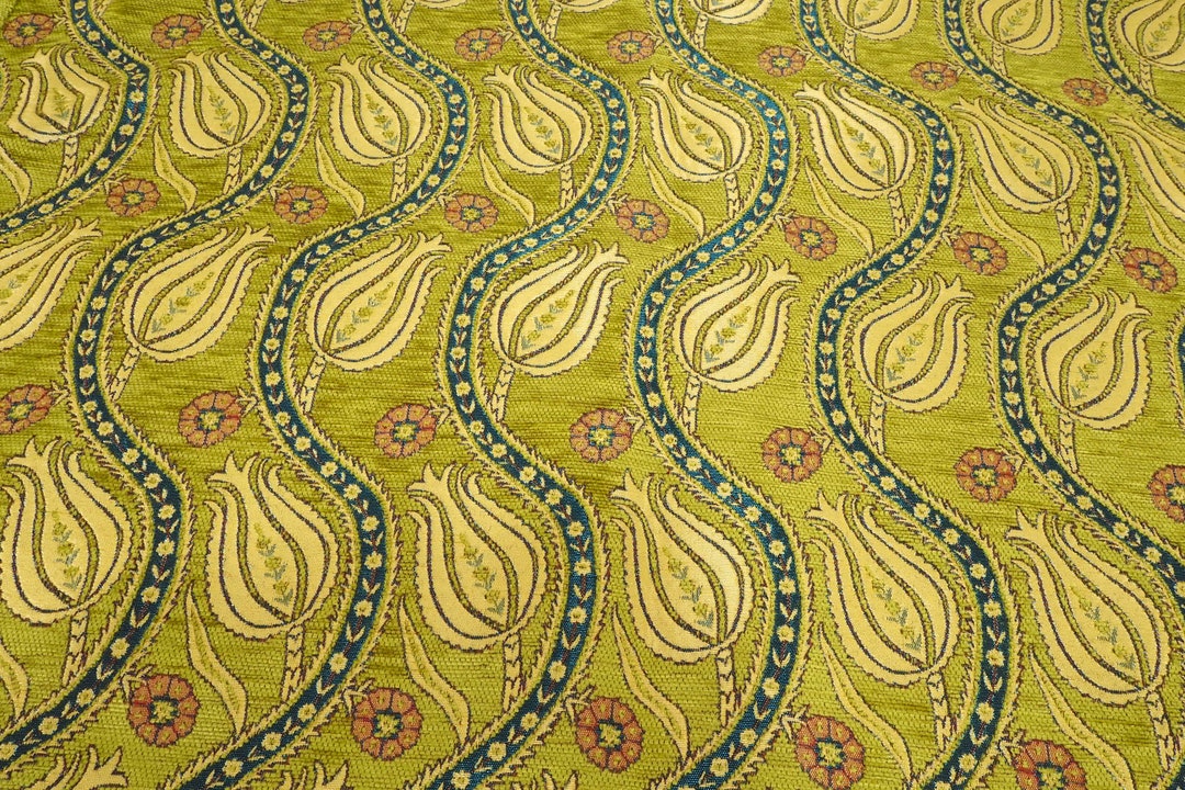 Upholstery Fabric, Turkish Fabric by the Yards, Turkish Green Tulip ...