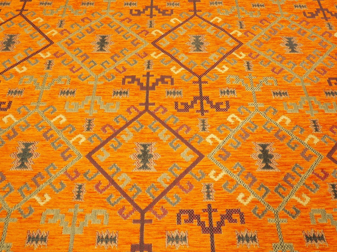 Upholstery Fabric,kilim Design Fabric,turkish ORANGE Kilim Pattern ...