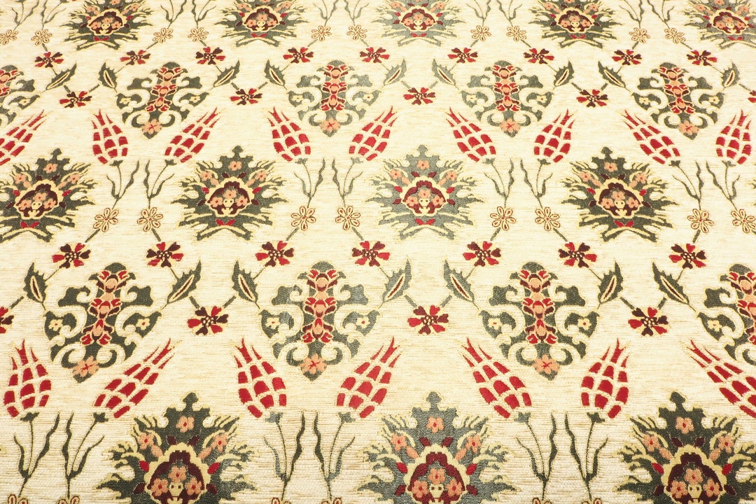 Upholstery Fabric, Turkish Fabric by the Yards, Turkish Beige Tulip ...