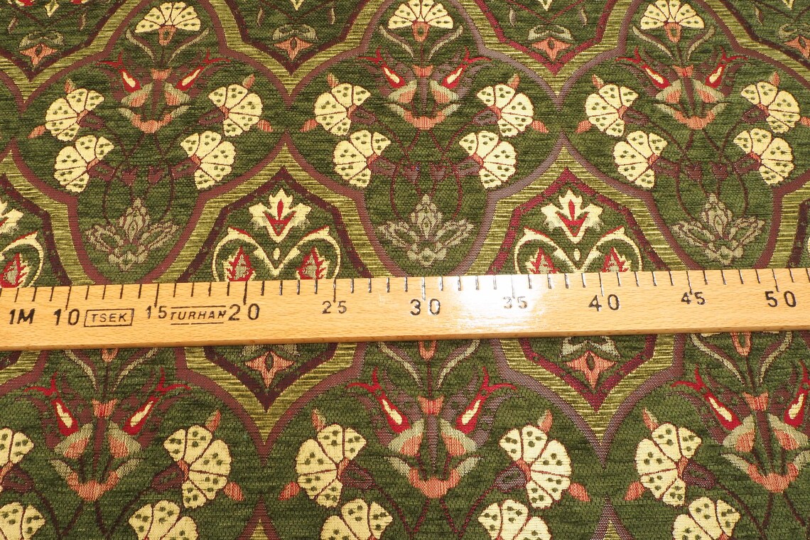Upholstery Fabric,turkish Moss Green Carnation Pattern Fabric,chenille ...