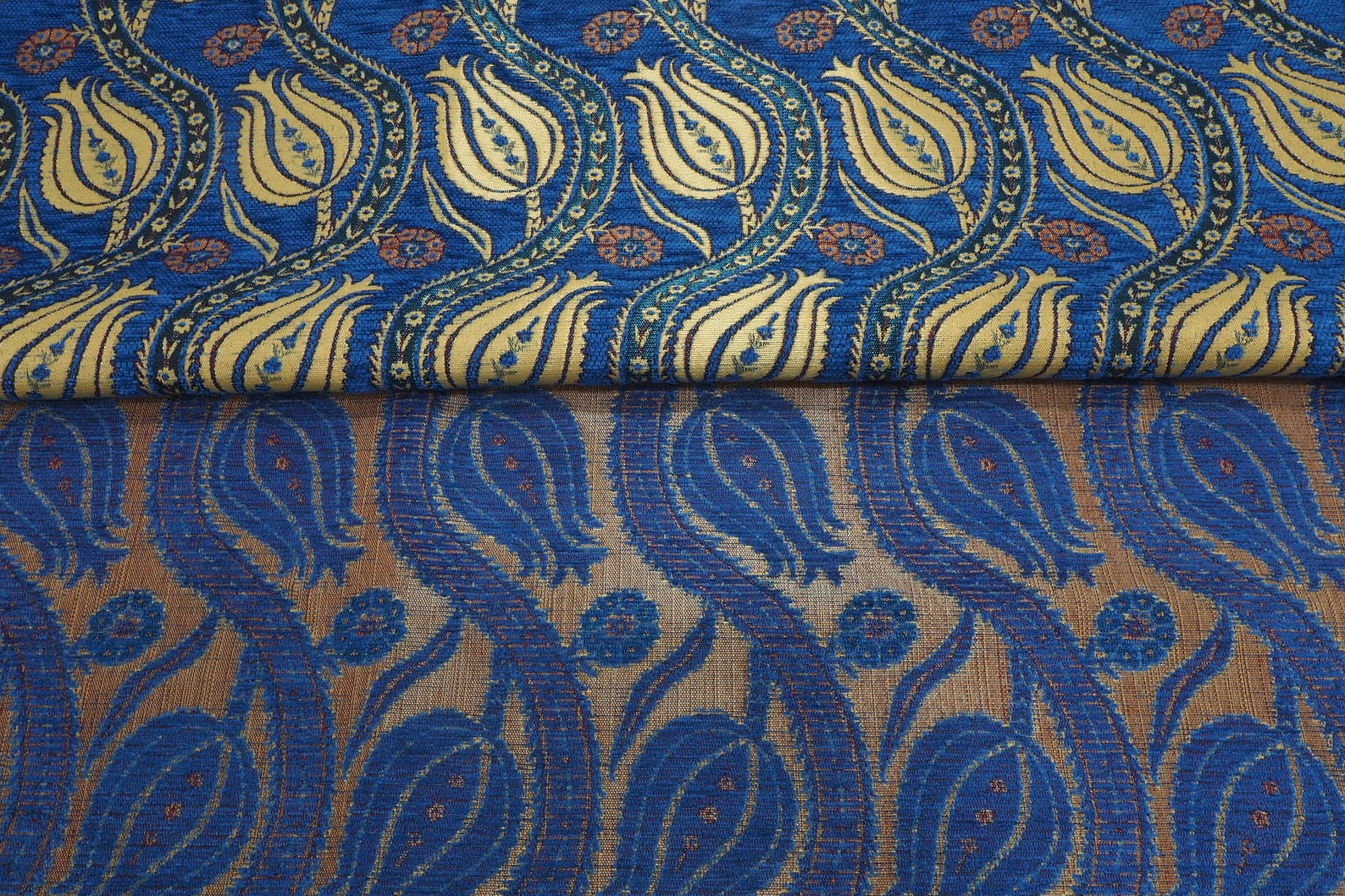 Upholstery Fabric, Turkish Fabric by the Yards, Turkish Navy Blue Tulip ...