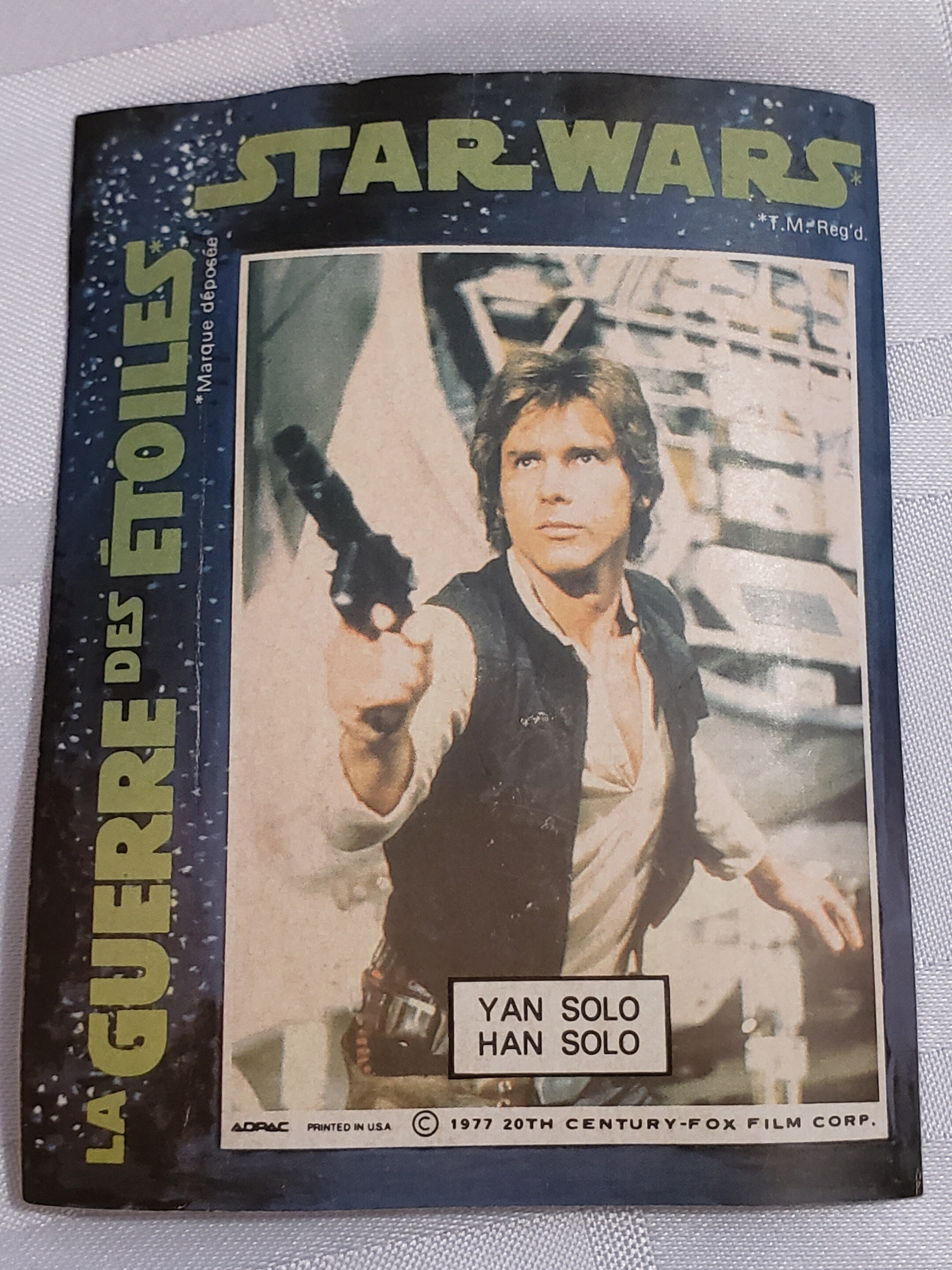 1977 Star Wars Han Solo Sticker Vintage Movie Scene Memorabilia Decal ...