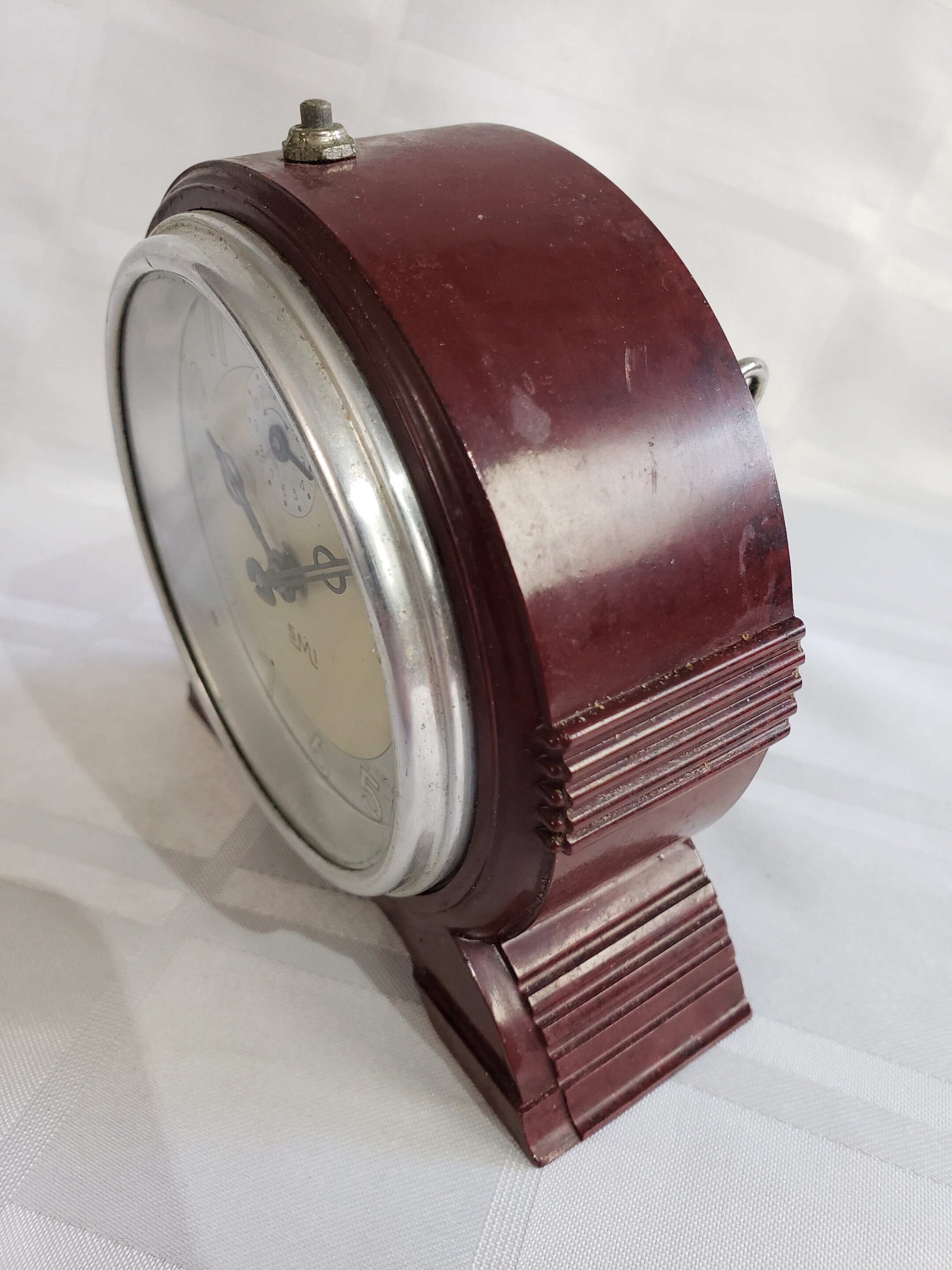 Antique Bakelite Alarm Clock Smi Windup Bedroom Display Vintage Analog ...