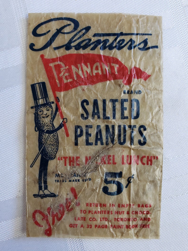 Planters Salted Peanuts MLB Baseball Package Original Antique ...