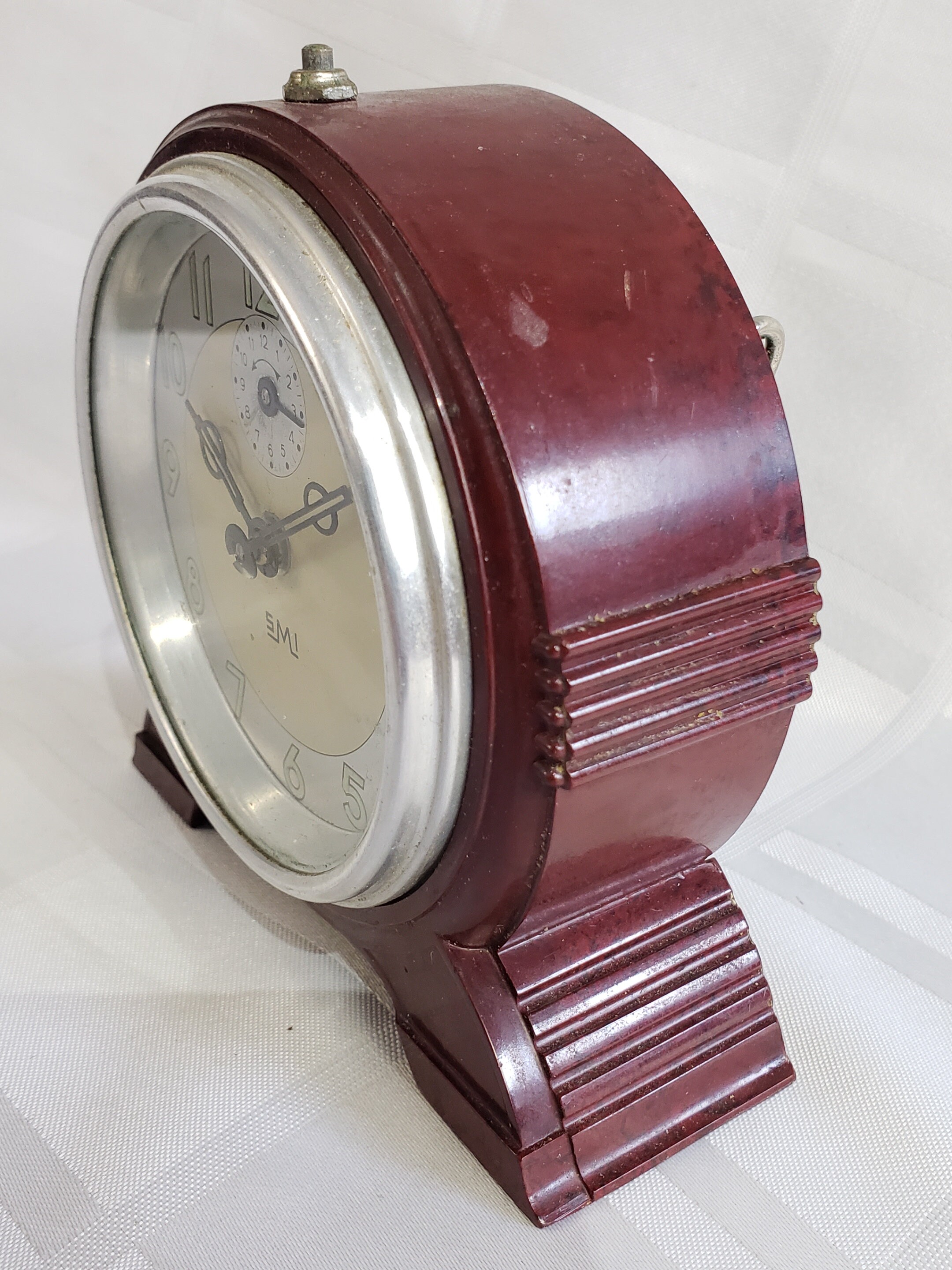 Antique Bakelite Alarm Clock Smi Windup Bedroom Display Vintage Analog ...