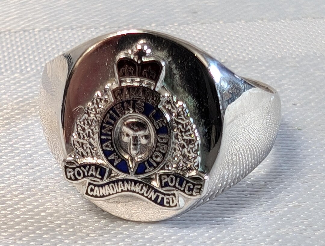 1970's Royal Canadian Mounted Police Rcmp Sterling Silver Ring Officer ...