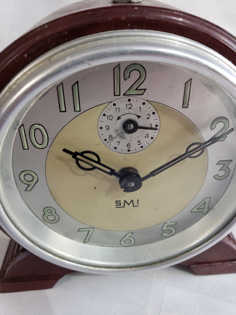 Antique Bakelite Alarm Clock Smi Windup Bedroom Display Vintage Analog ...
