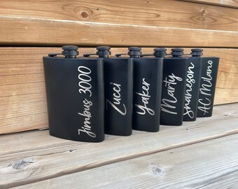 Laser Engraved Personalized 8oz Matte Black Flask for Weddings, Parties ...