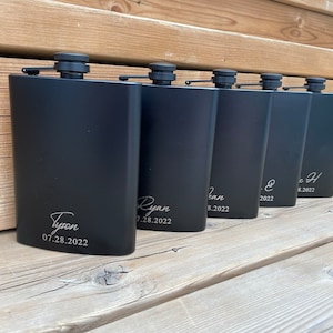 Laser Engraved Personalized 8oz Matte Black Flask for Weddings, Parties ...