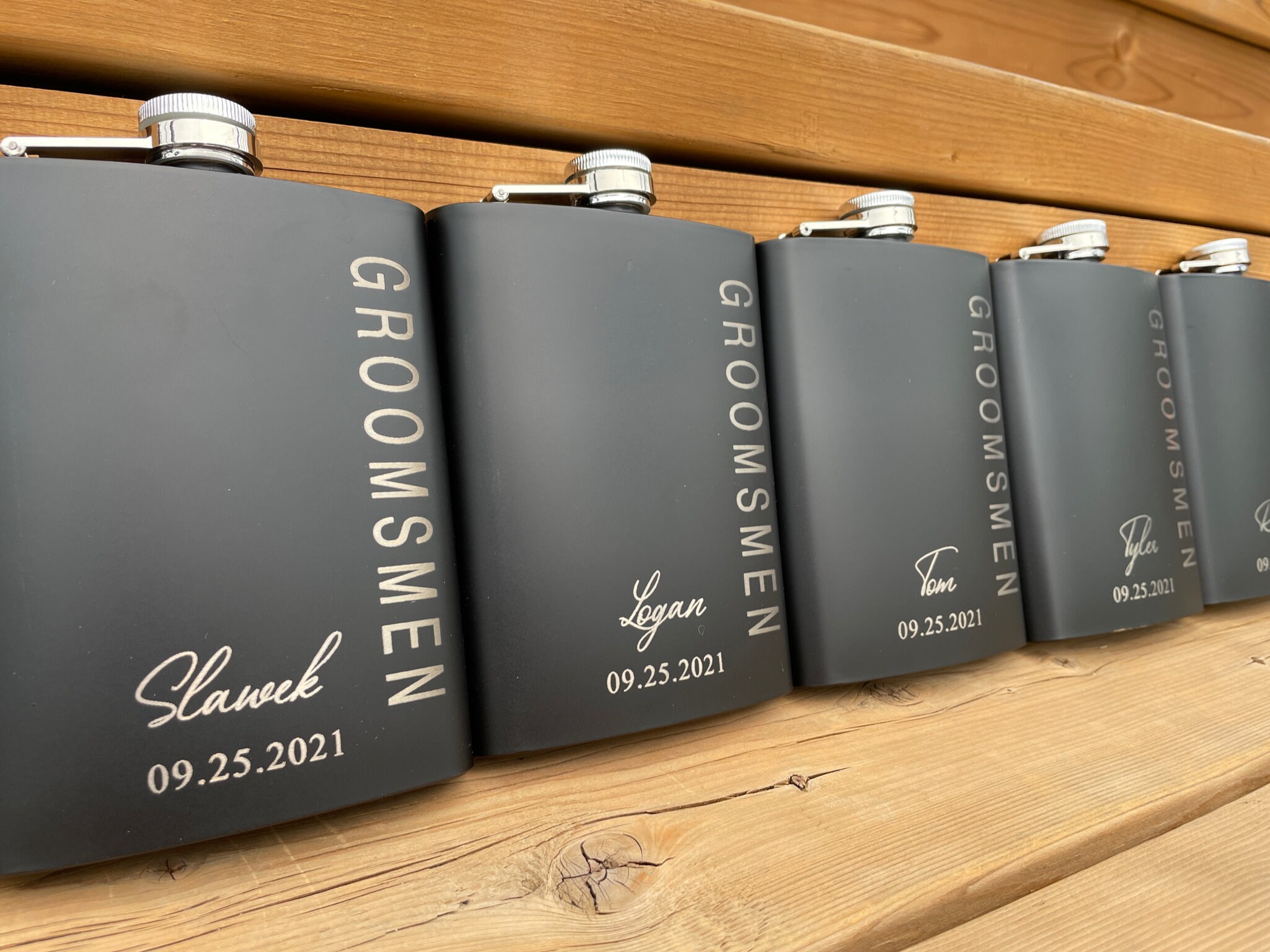 Laser Engraved Personalized 8oz Matte Black Flask for Weddings, Parties ...