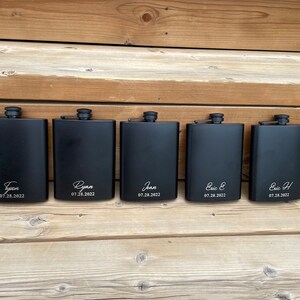 Laser Engraved Personalized 8oz Matte Black Flask for Weddings, Parties ...