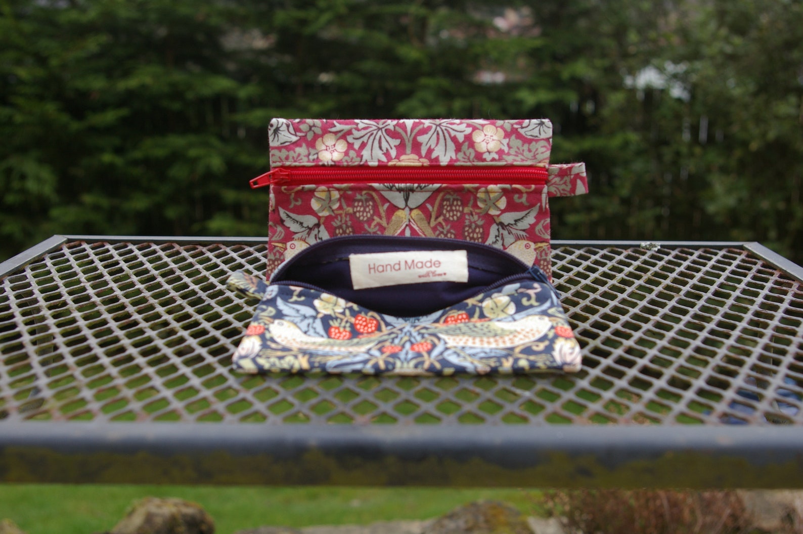 William Morris Strawberry Thief Fabric Purse - Red or Blue - Etsy