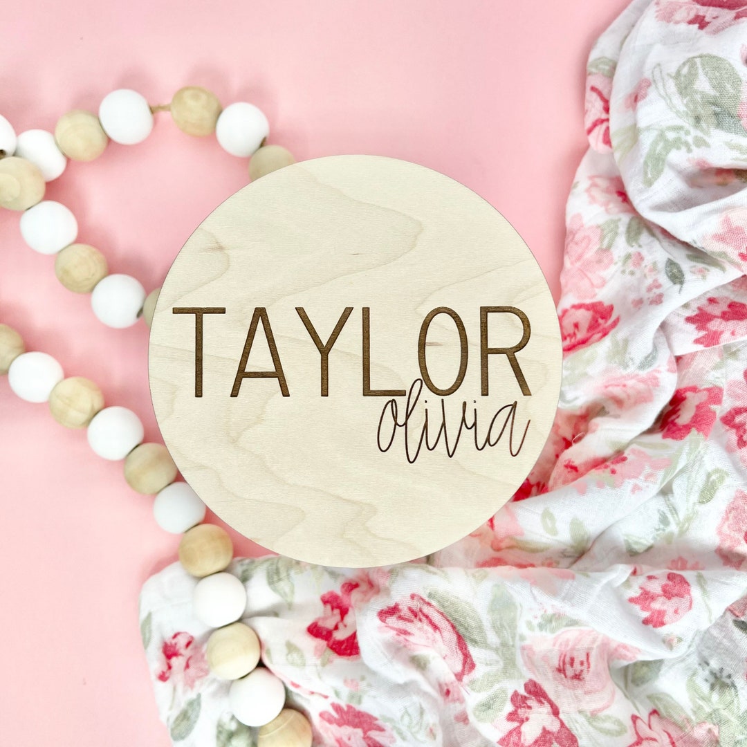 Personalized Baby Name Disk-laser-engraved Wooden Plaque for New Baby's ...