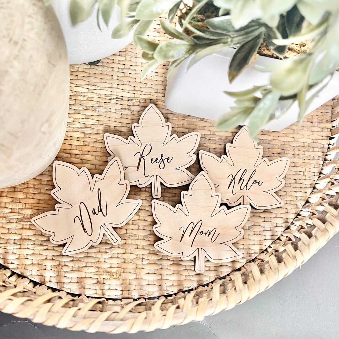Thanksgiving Table Decor, Leaf Name Cards, Table Place Settings ...