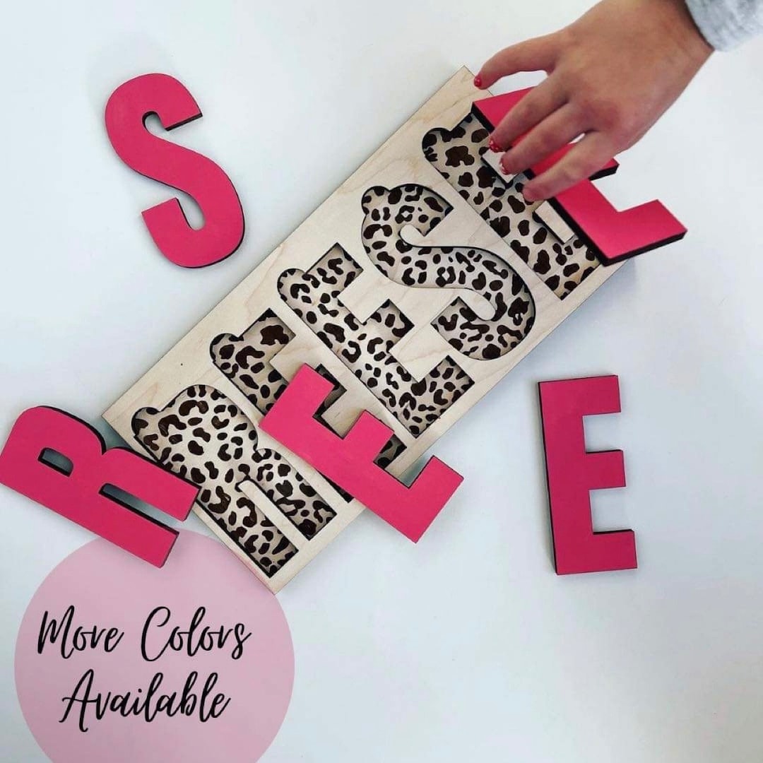 Personalized Cheetah Print Name Puzzle -engraved Wooden Puzzle for ...
