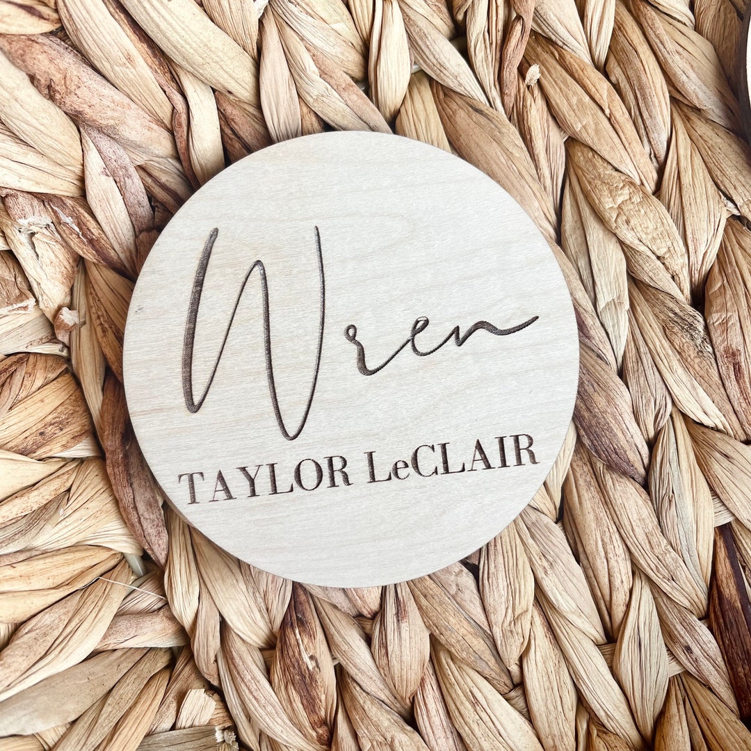 Personalized Baby Name Disk-laser-engraved Wooden Plaque for New Baby's ...