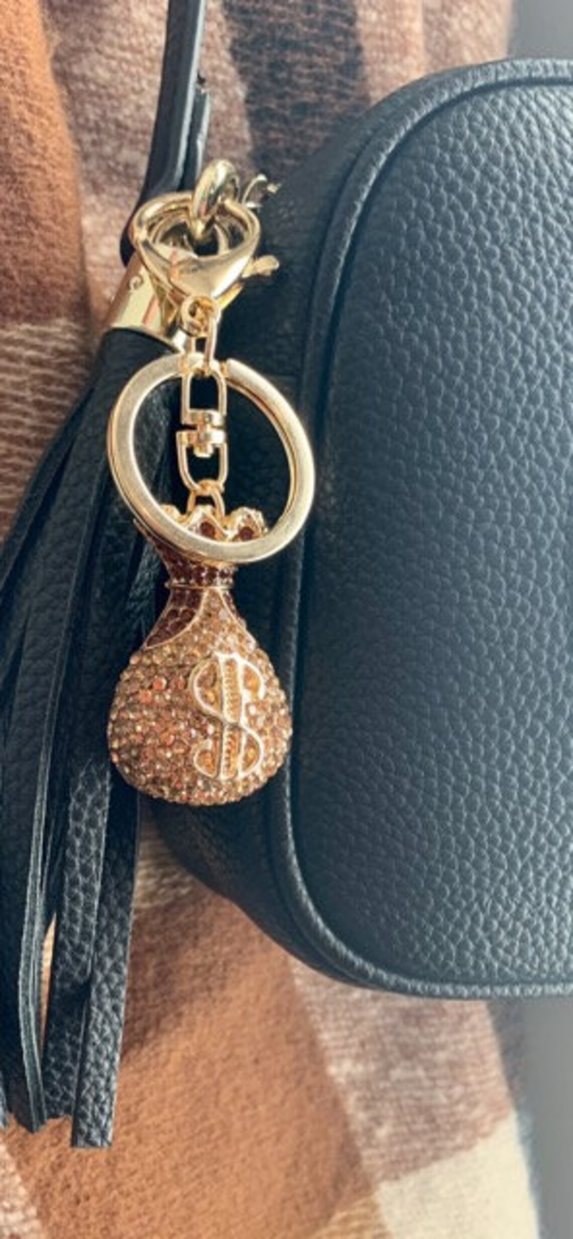 Money Bag Rhinestone Key chain Bling Looking like a Bag of | Etsy
