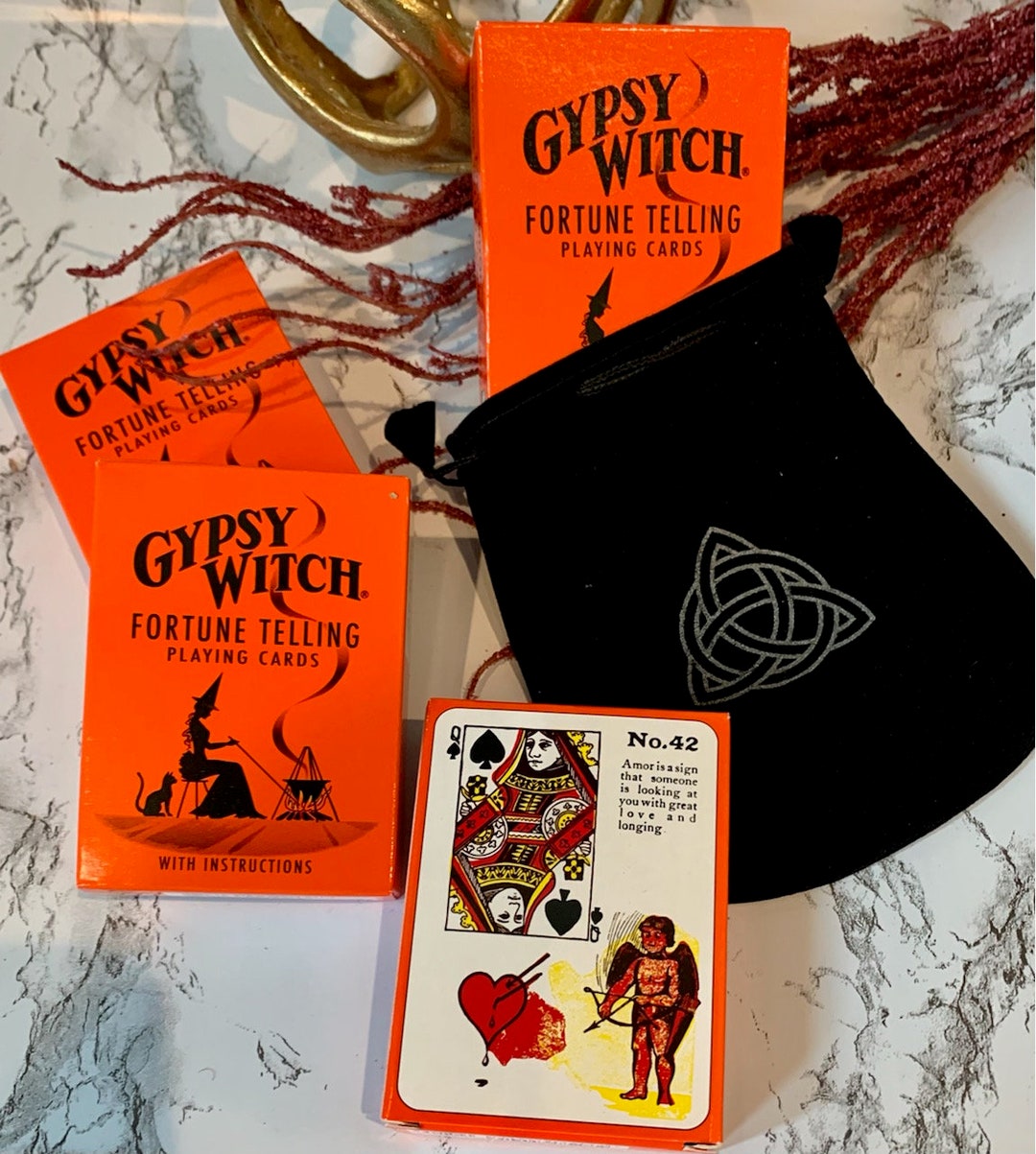 Tarot Fortune Cards Gpysy Witch Playing Cards With Velvet Pouch 2pc Set ...