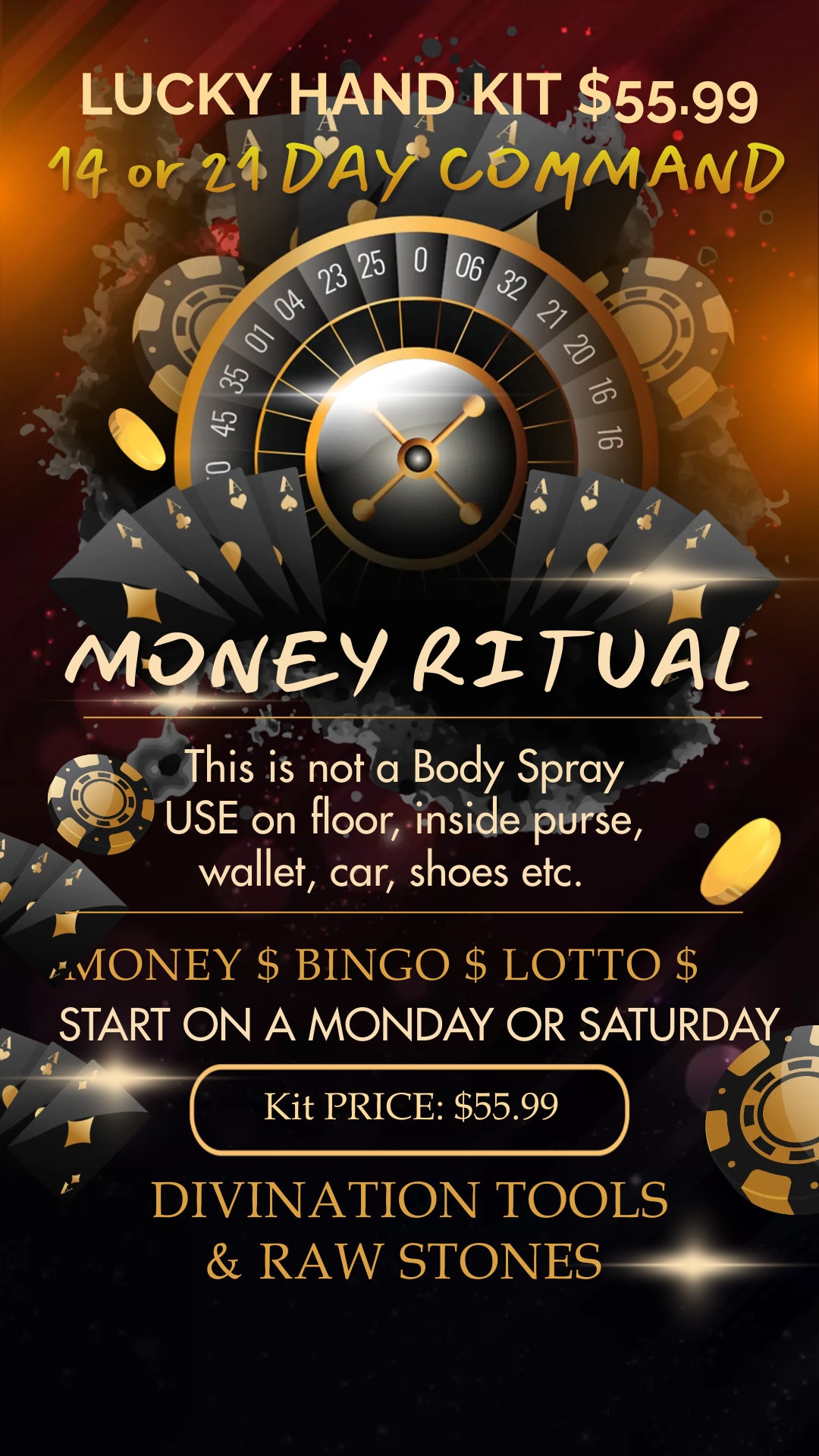 ROAD OPENER Rice Spell KIT Lavender Cone Incense and Healing Stones ...