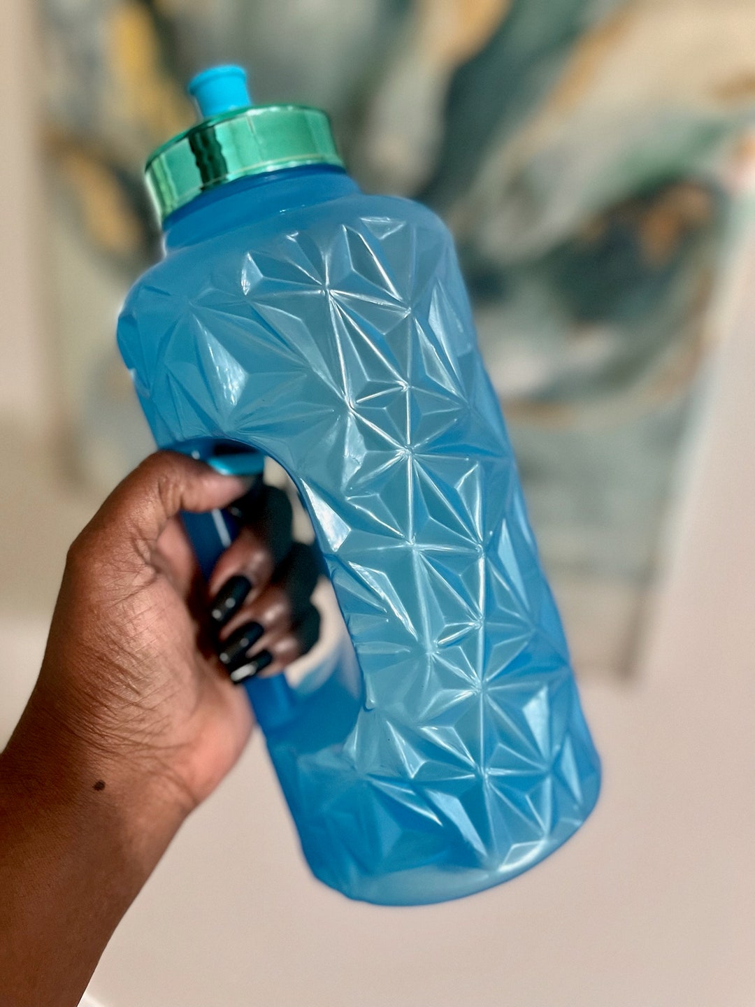 Blue Geo Design Water Bottle | 60.87oz - Etsy