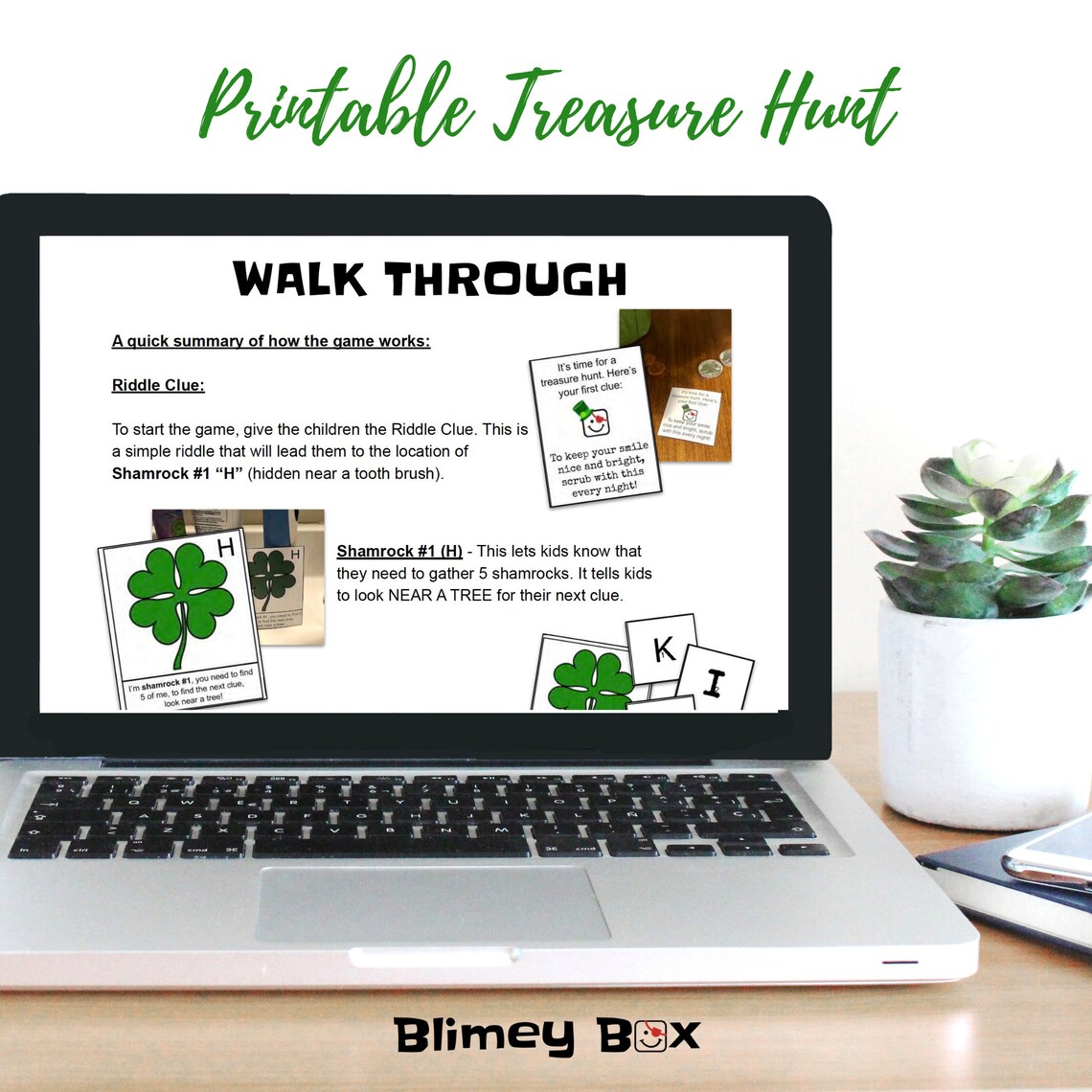 Lucky Shamrock Treasure Hunt Escape Game for Kids Printable Treasure ...