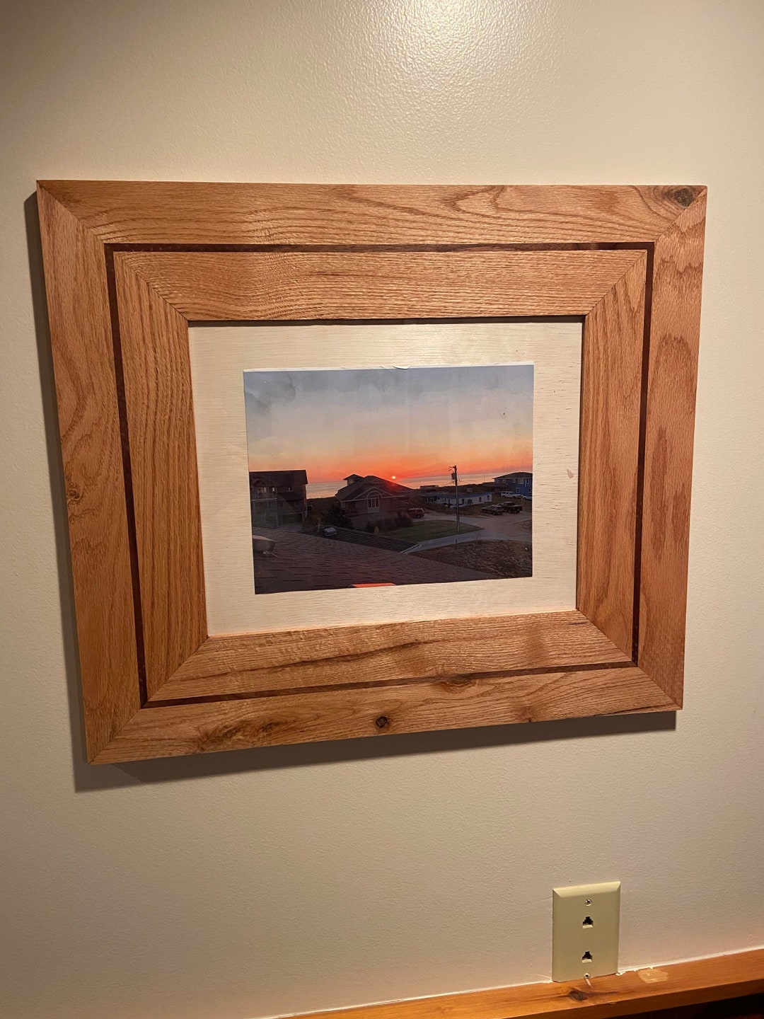 Large Oak Picture Frame With Walnut Inlay - Etsy
