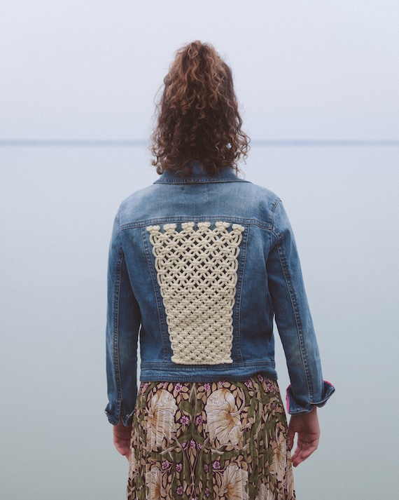 Handmade Macrame Denim Jacket | Etsy