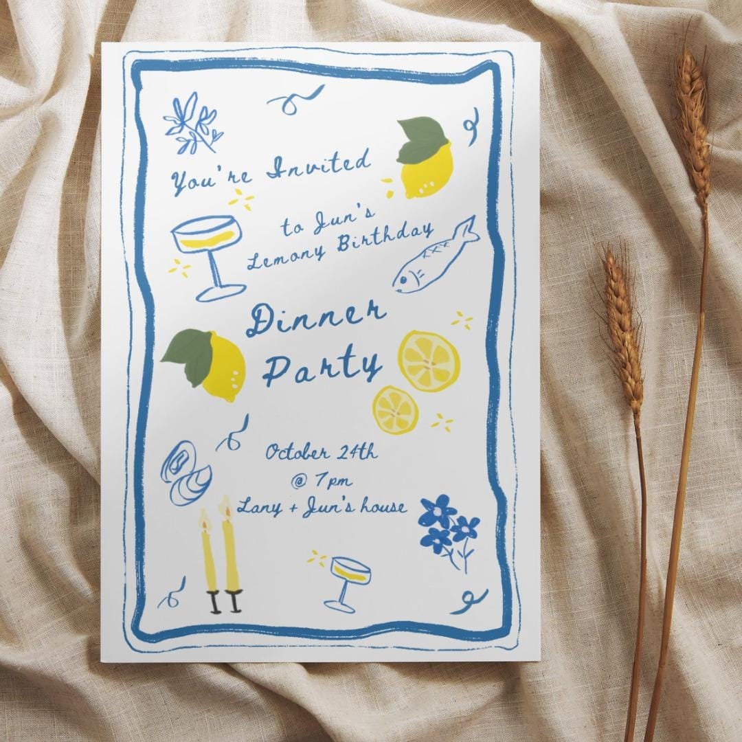 Editable Hand Drawn Illustrated Invitation | Custom Editable Party ...