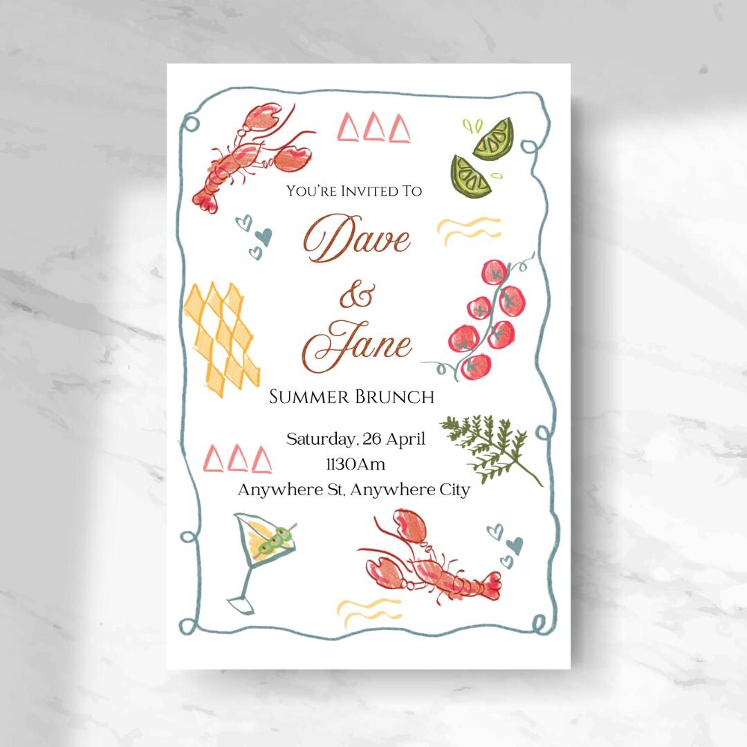 EDITABLE Invitation Card | Printable Hand Drawn Invitation Template ...