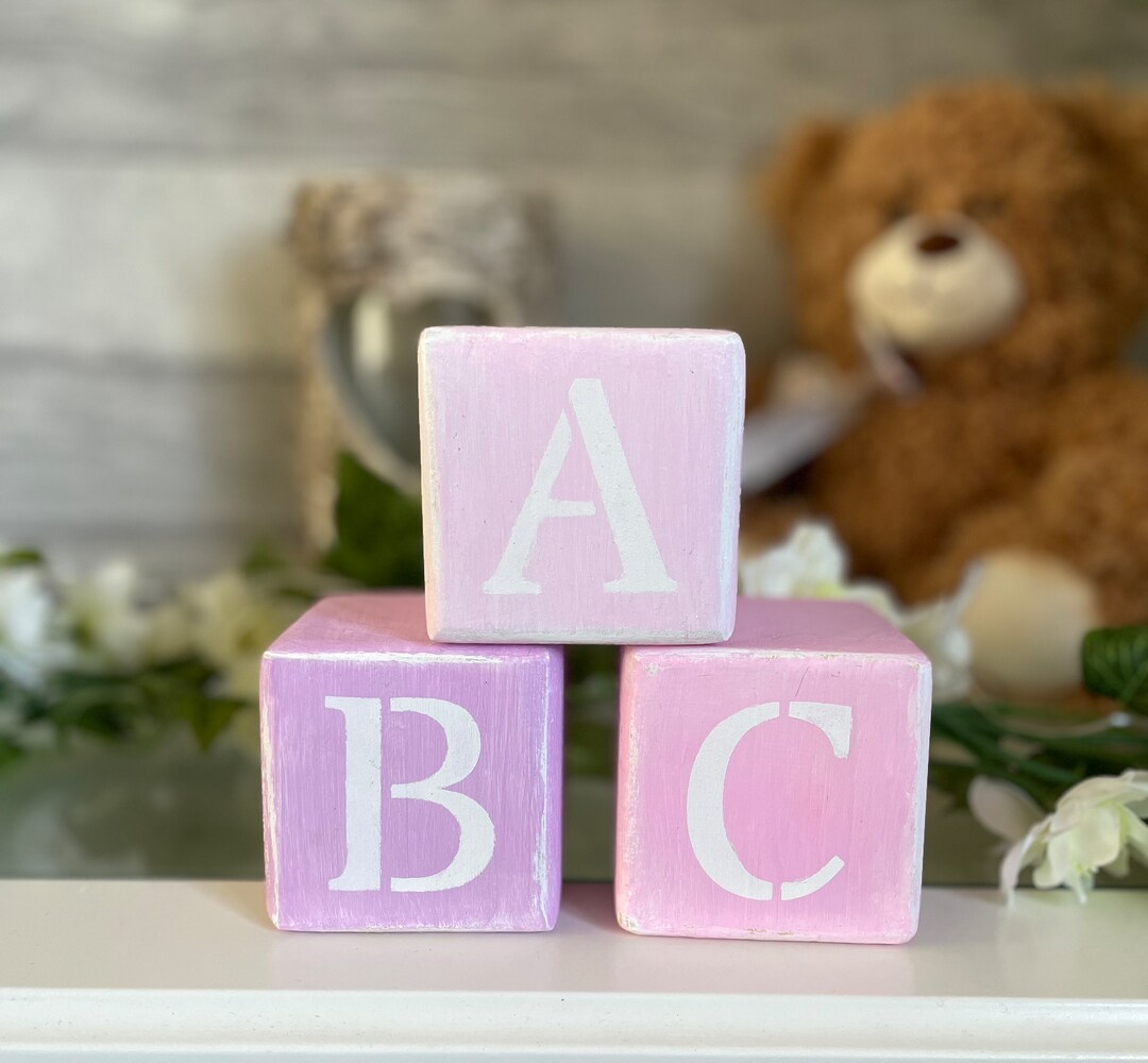 ABC Baby Blocks Nursery Building Blocks Pink Building - Etsy UK