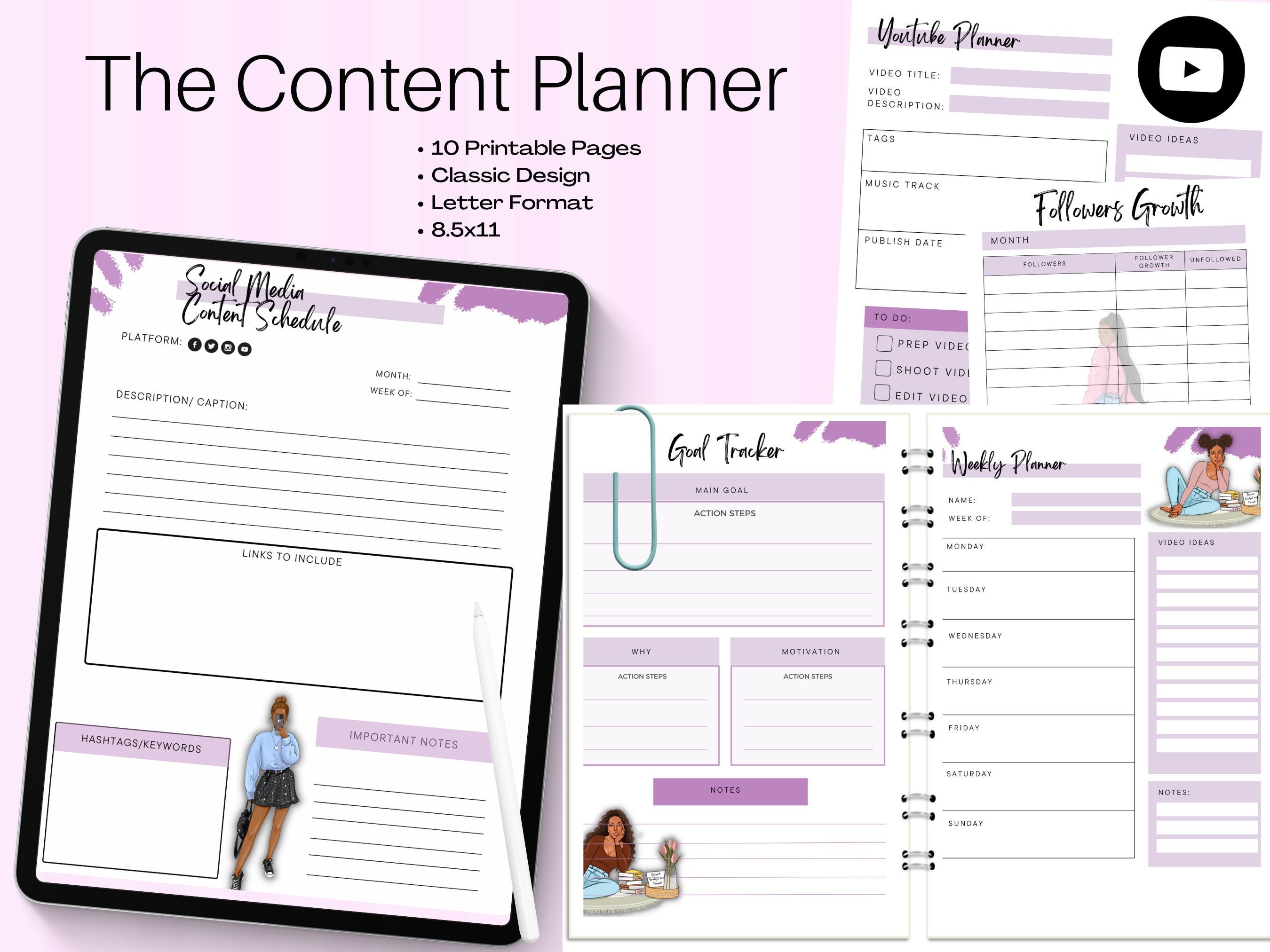 Social Media Content Printable Planner Instant Download for Instagram ...