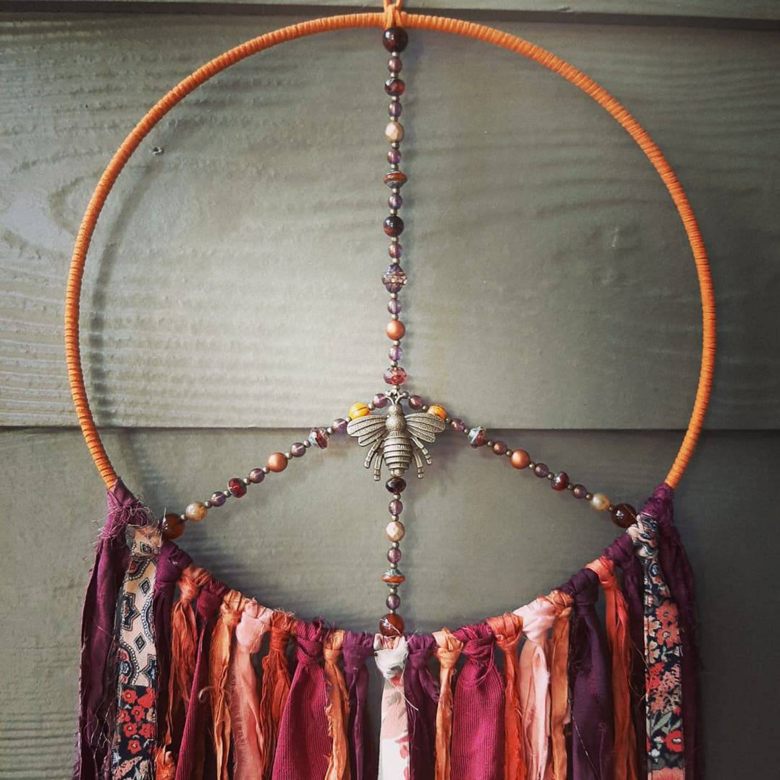 Bee Farmhouse Boho Peace Sign Wreath Bee Decor Bee Gift - Etsy