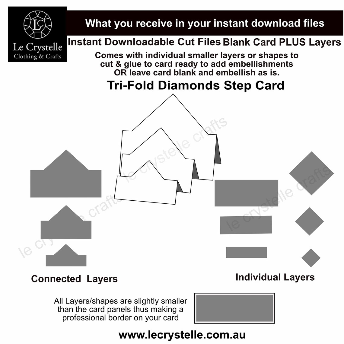 SVG Cut File Card/trifold Diamonds Step Card/step Card - Etsy