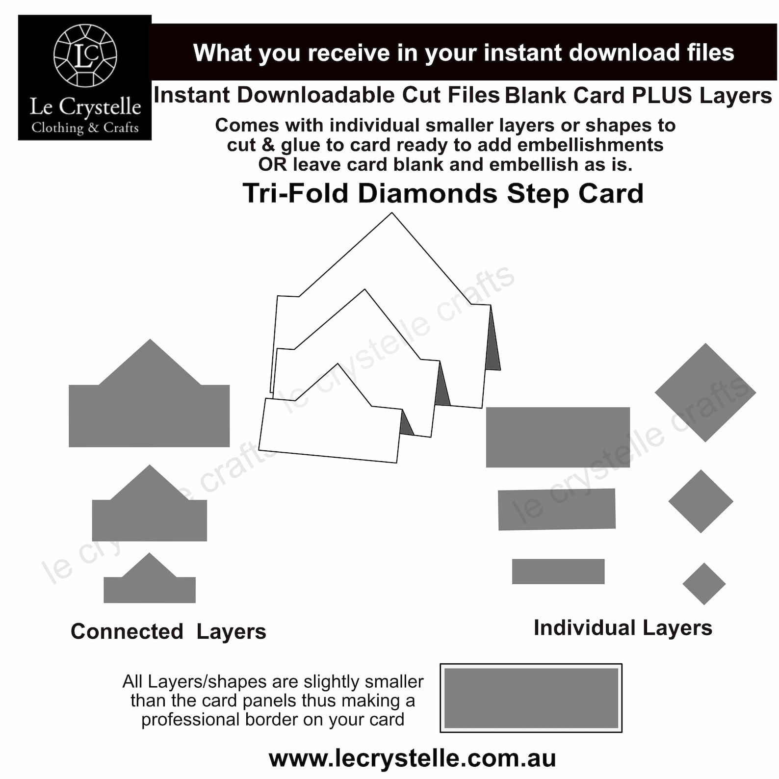 SVG Cut File Card/trifold Diamonds Step Card/step Card - Etsy