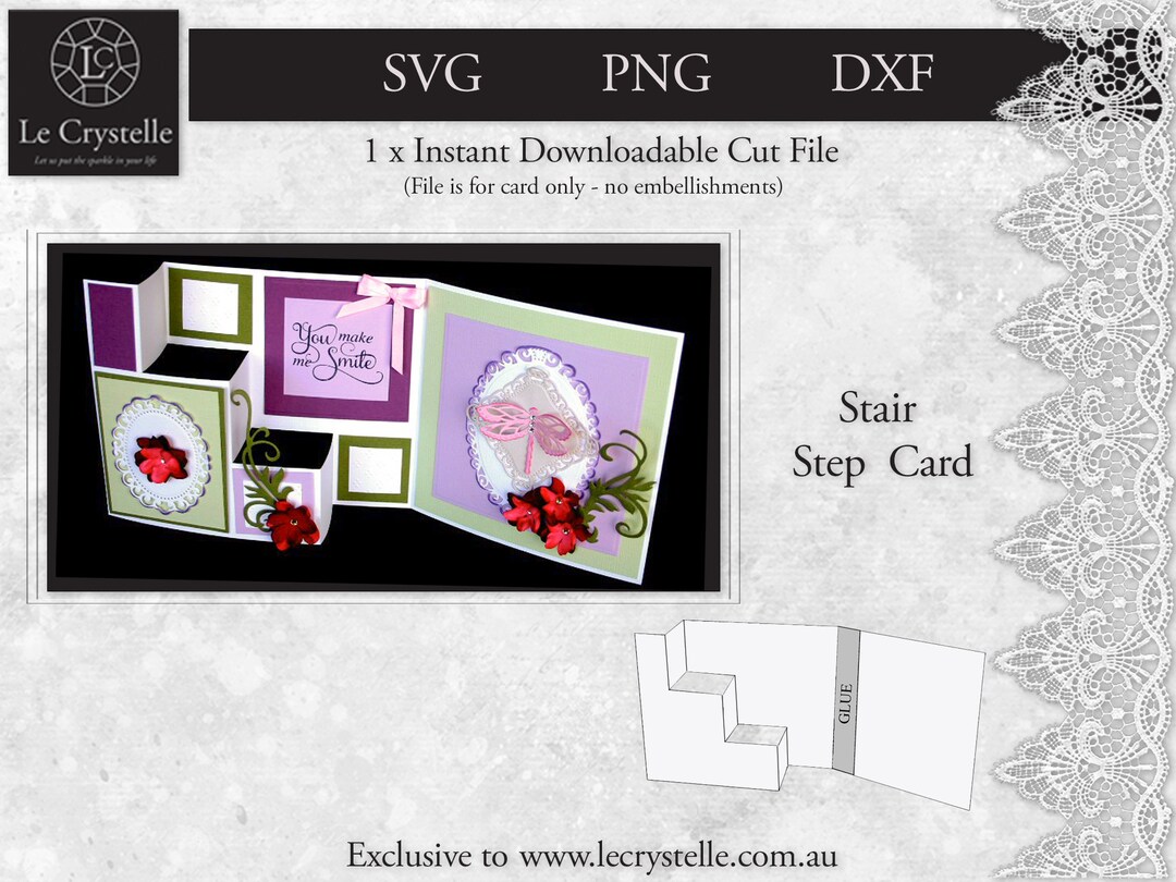 SVG Cut File Card/stair Step Card/step Card Template/svg Cards/folding ...