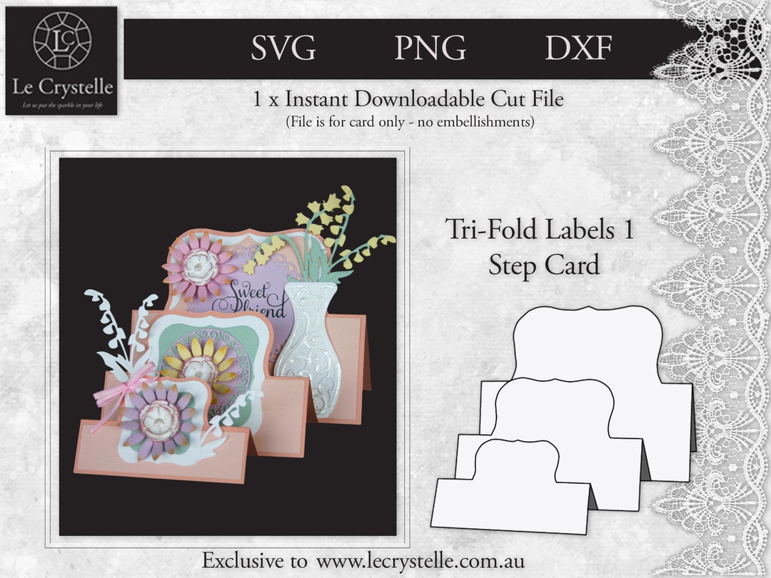 SVG Cut File Card/trifold Labels 1 Step Card/step Card Template/svg ...