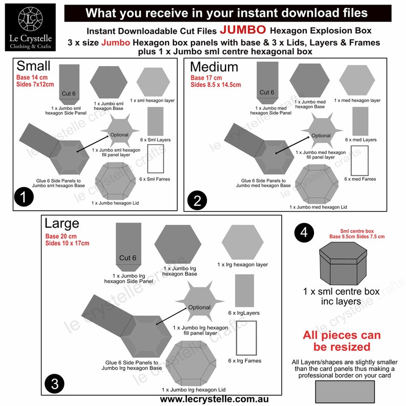 Explosion Box Hexagonal Large /SVG Cut File/hexagon Box - Etsy