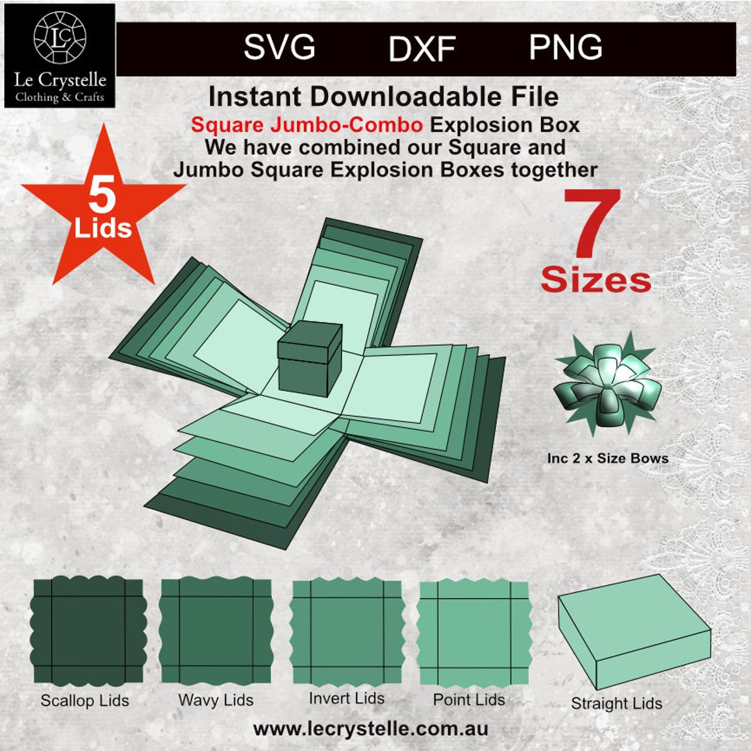 Explosion Box SVG File /jumbocombo 5 Lids/mega Explosion Box/svg Cut ...