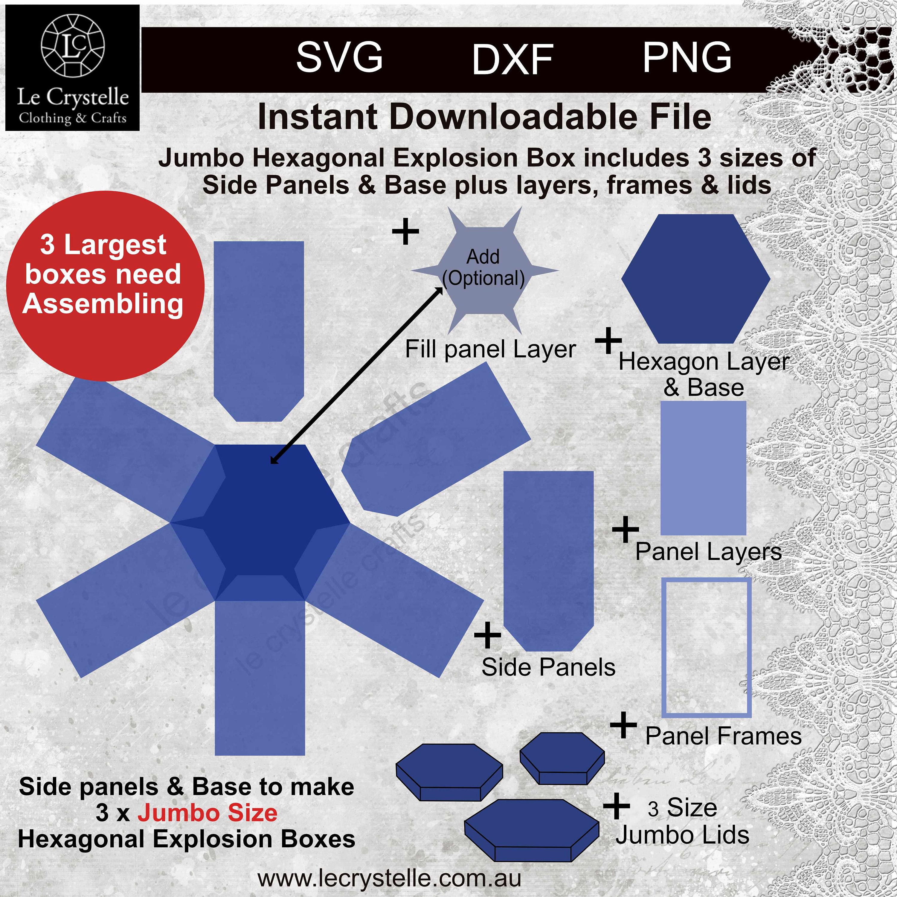 Hexagon Explosion Box SVG File/jumbocombo/mega Explosion - Etsy Singapore