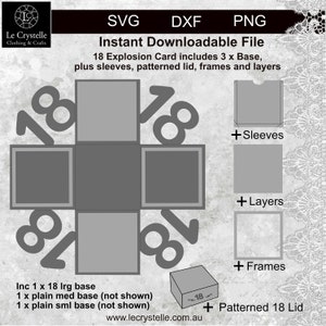 Explosion Box 18th /18th Birthday Card Cut File/exploding Card Template/svg Cards/18th Birthday ...