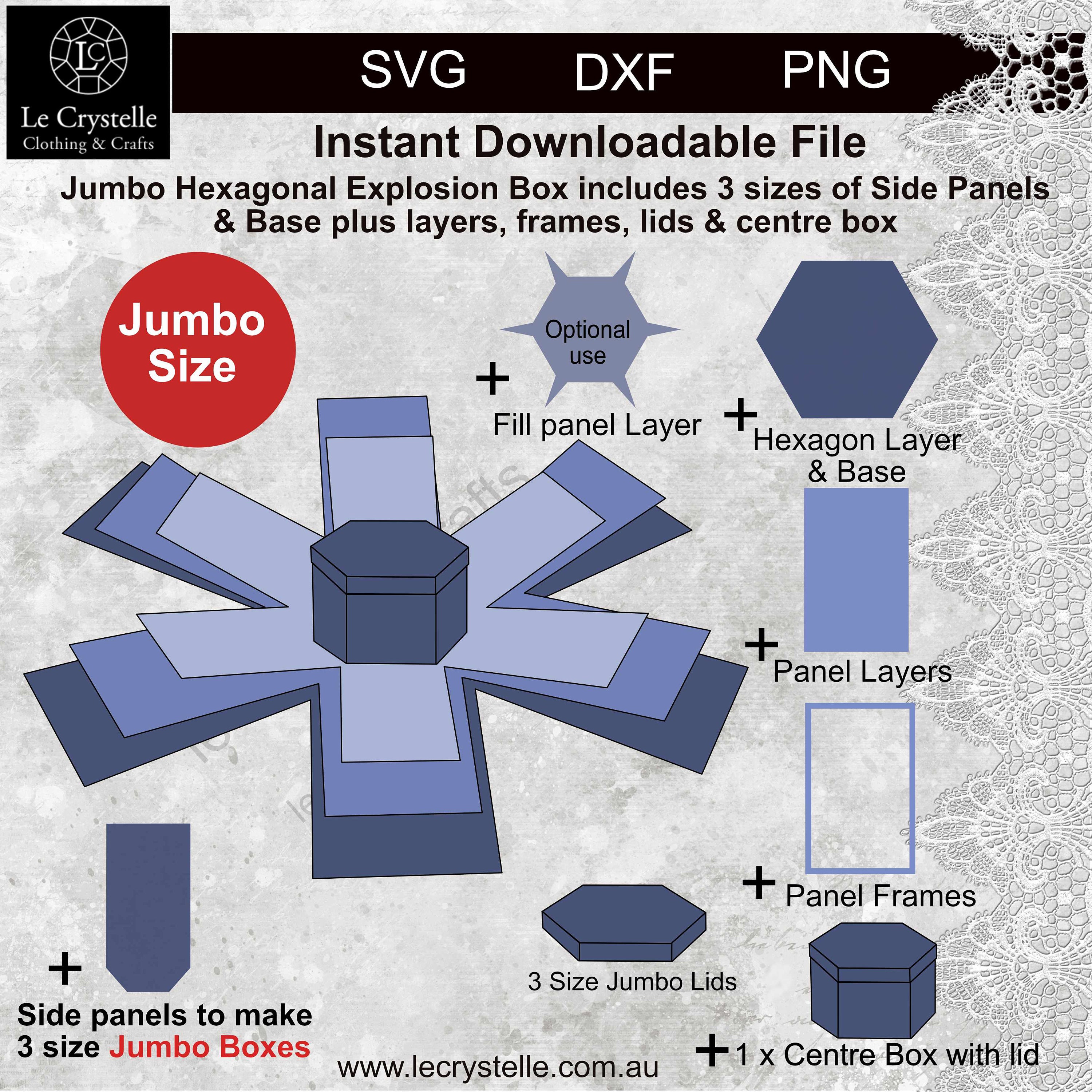 Explosion Box Hexagonal Large /SVG Cut File/hexagon Box | Etsy