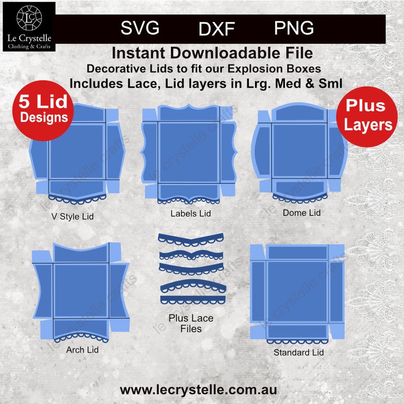 Explosion Box SVG /cut File With Five Lids/set 2 Lids/exploding Card ...