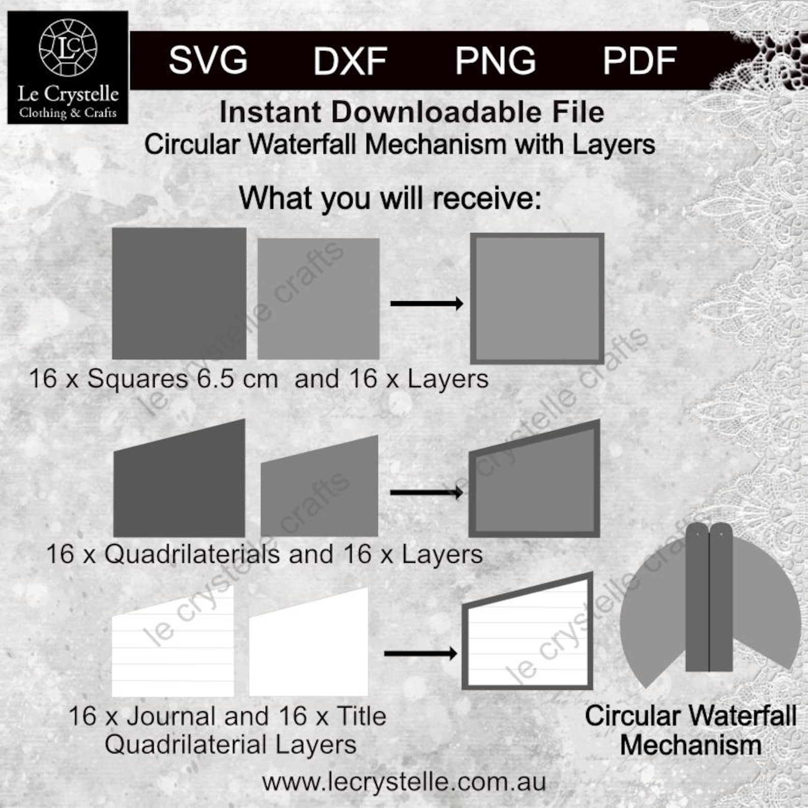 Circular Waterfall/svg Waterfall Mechanism/circle Waterfall Template ...